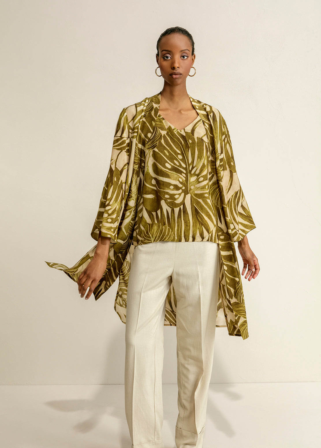 Kimono stampato in viscosa